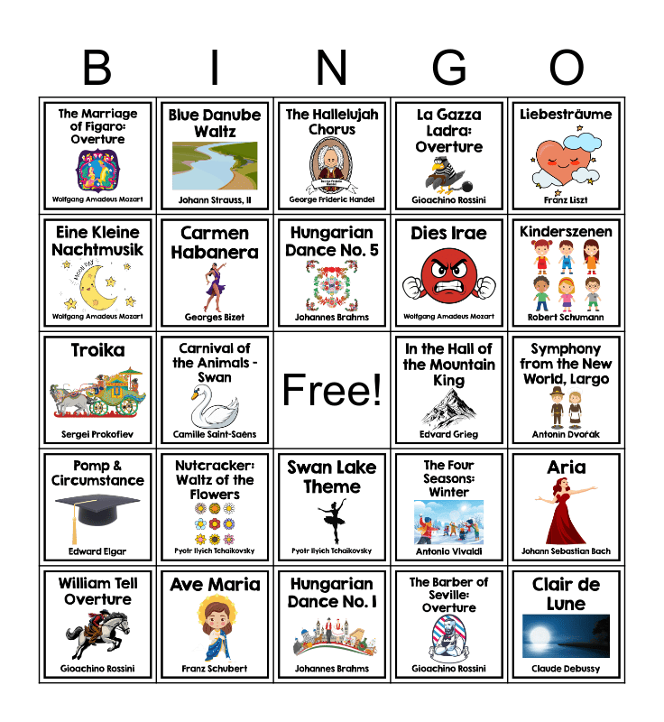 Classical Music Bingo Card