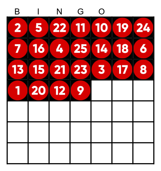 LOS NUMEROS Bingo Card