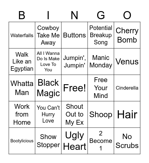 Girl Groups Bingo Card