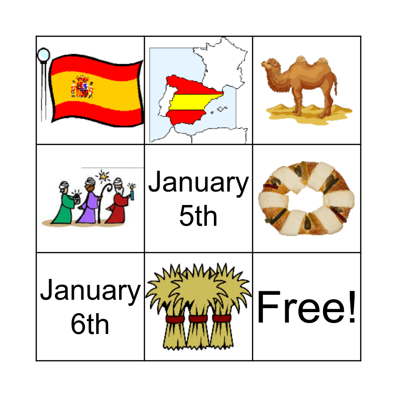 Three Kings Day Bingo Card