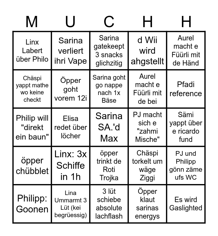 Big Baba Bubu Bingo Card