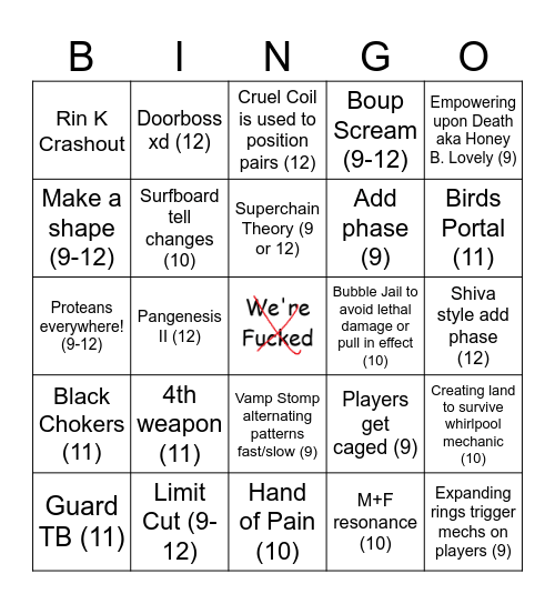 Savage Bingo Card
