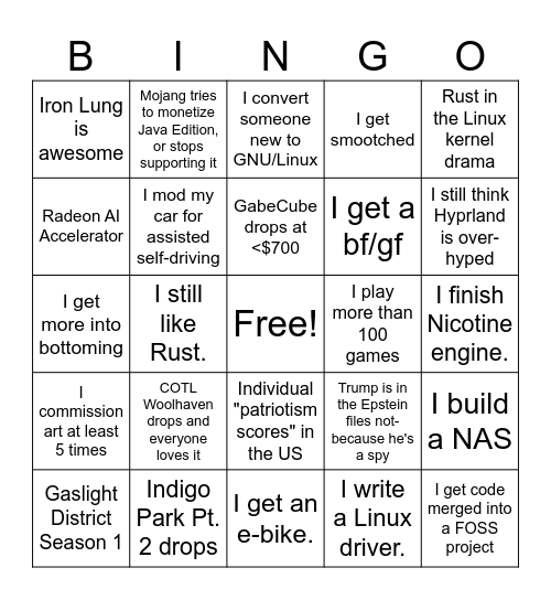 Akats' 2026 Bingo Card Bingo Card