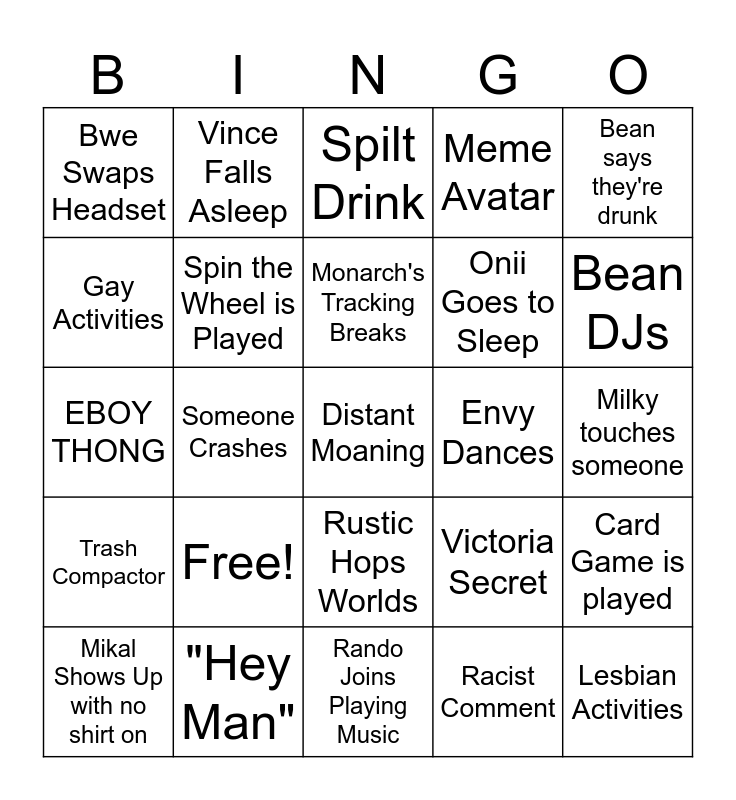 BROBAG NYE BINGO Card