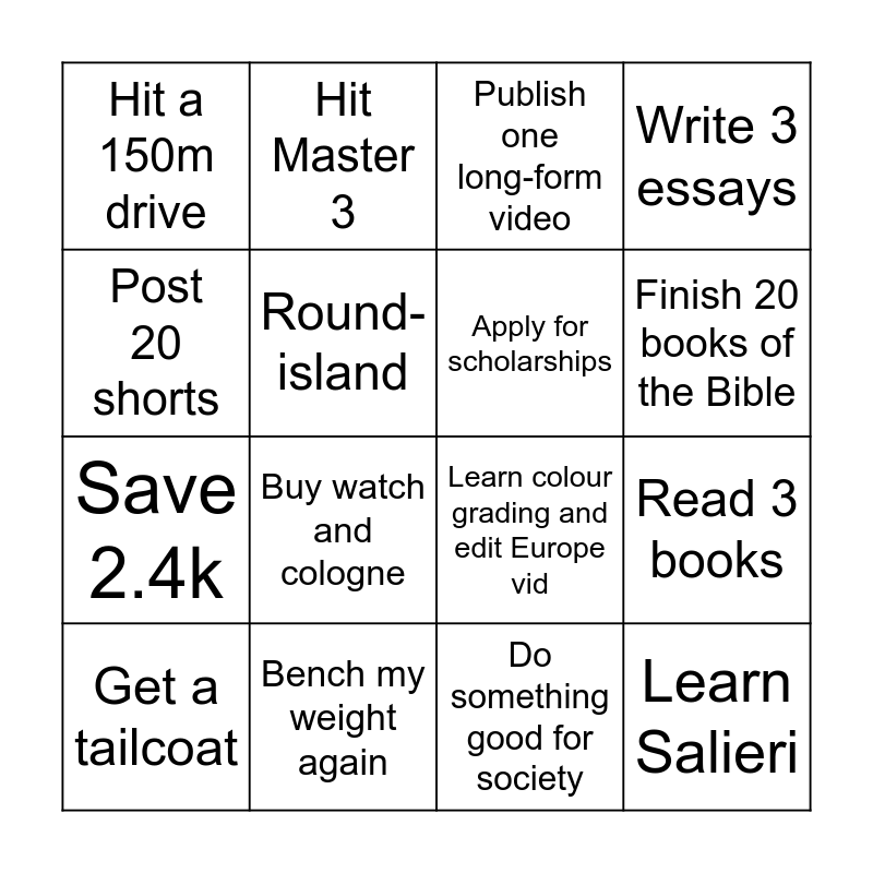 Jan-Mar Bingo Card