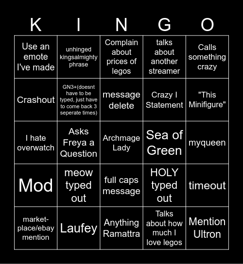 KINGO Bingo Card