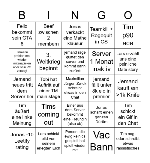 CSS Götter 2026 Bingo Card
