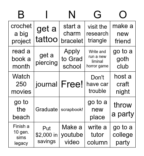 2026 Bingo Card