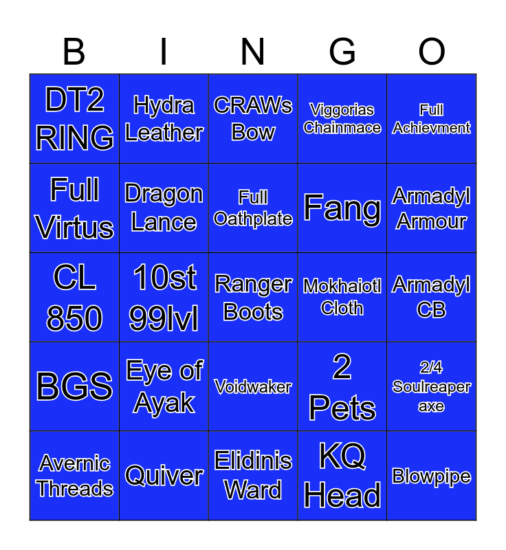 OSRS Bingo Card