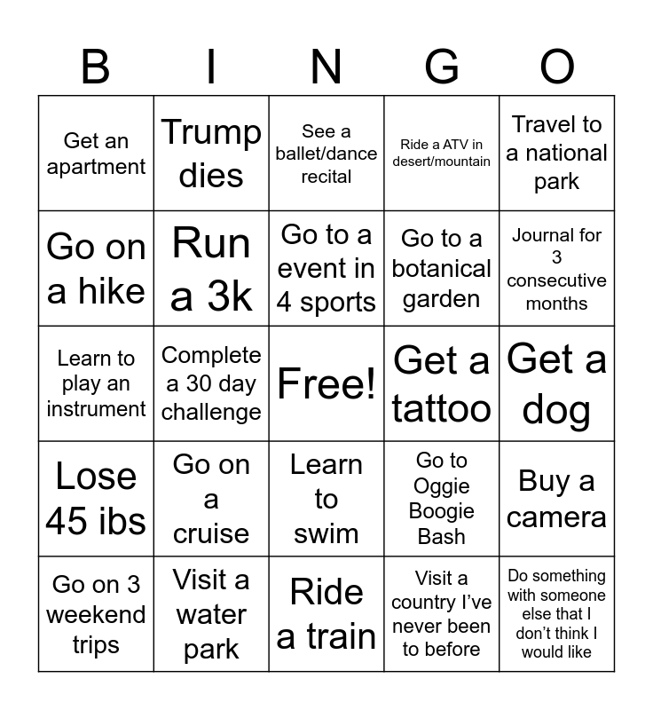 2026 Bingo Card Bingo Card