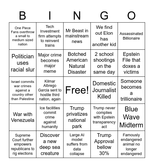 2026 Bingo Card
