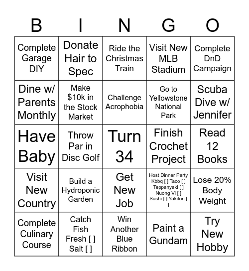 Good Luck Me. 2026 Bingo Card