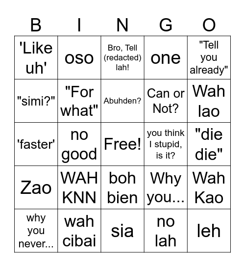 Will cannon say it? Bingo Card