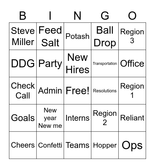 Happy New Year! Bingo Card
