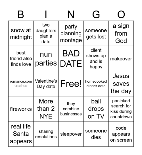 NYE Bingo Card