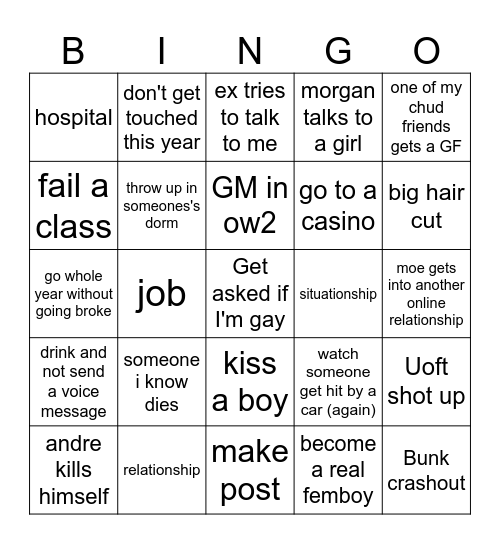 wes bingo!!! Bingo Card
