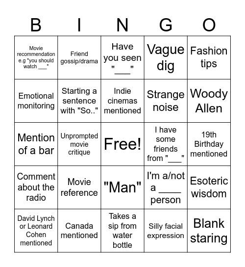 Heather Bingo Card