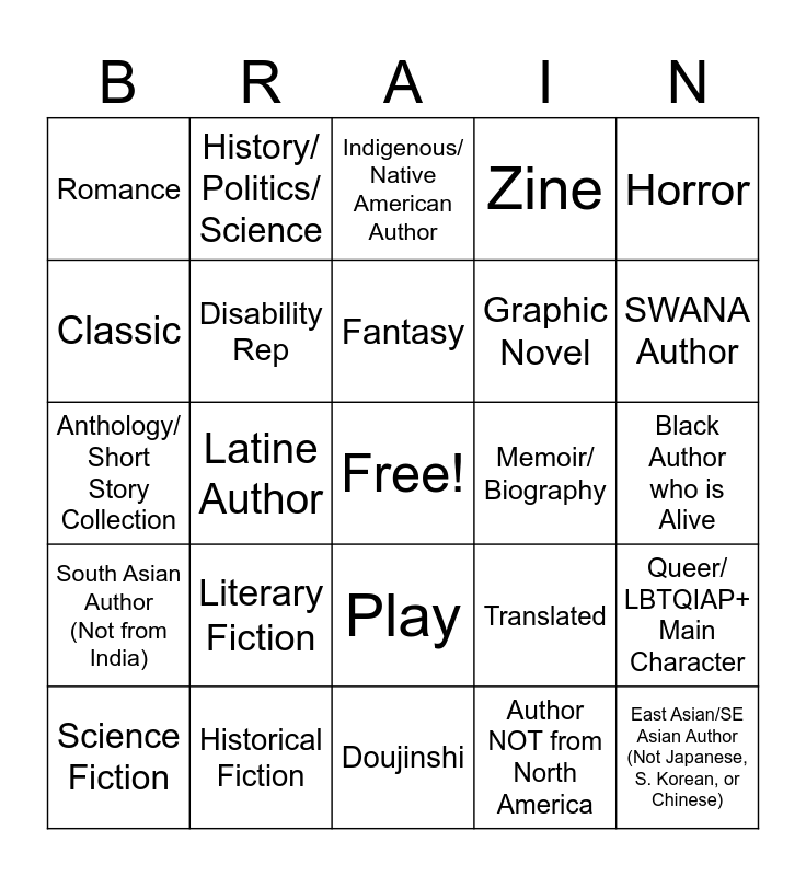 Anti Brain Rot TBR Bingo Card