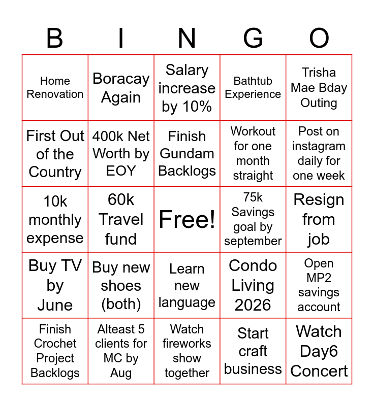 2026 TW Bingo Card Bingo Card