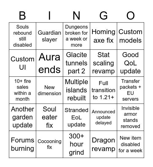 Skyblock 2026 Bingo Card