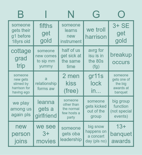 2026 - Angela Bingo Card