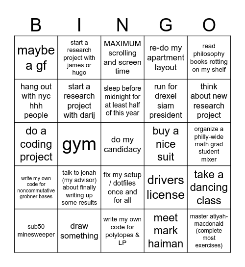 le bingo Card