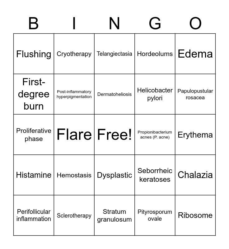 OSAS Ch A10- Advanced Skin Disorders Bingo 2 Bingo Card