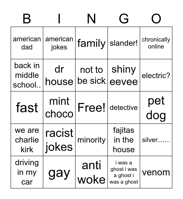addy Bingo Card