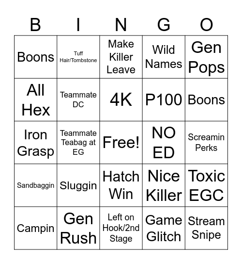 DBD AGAIN Bingo Card