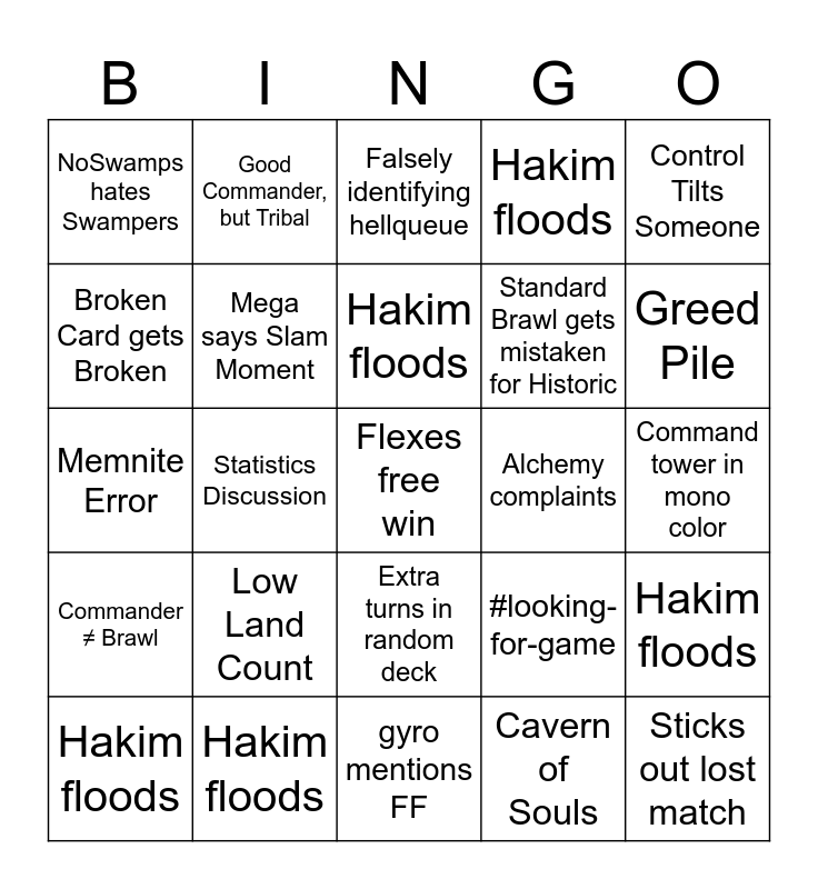 Brawl Chat Bingo Card