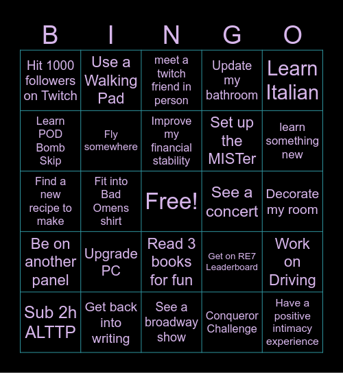 2026 Bingo Card