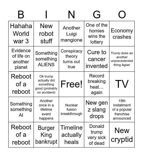 2026 Bingo Card