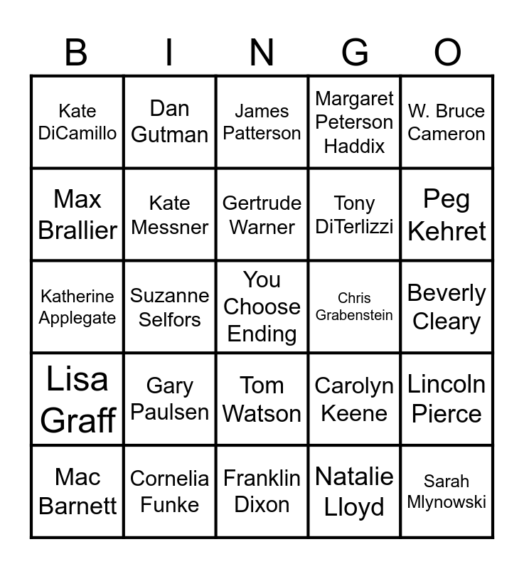 4th Grade Reading Challenge Bingo Card