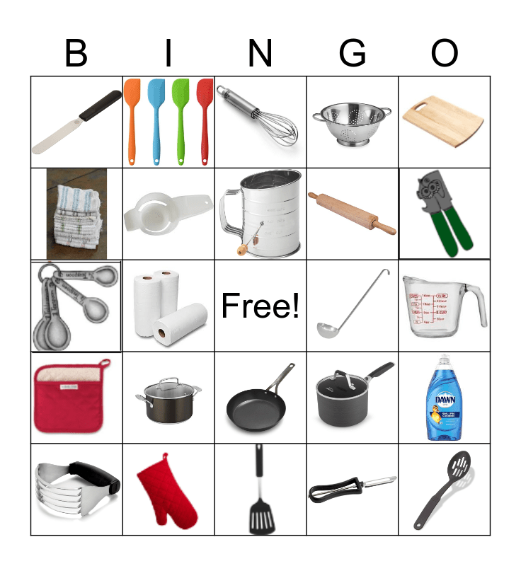 Kitchen Utensils Bingo Card