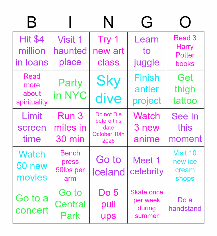 2026 Bingo Card Bingo Card