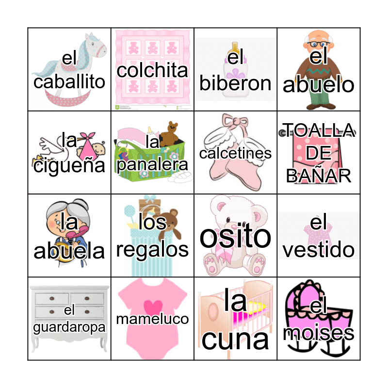 BABY SHOWER LOTERIA Bingo Card
