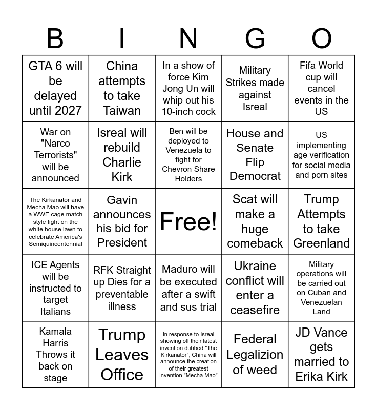 2026 Bingo Bango Bongo Card Bingo Card