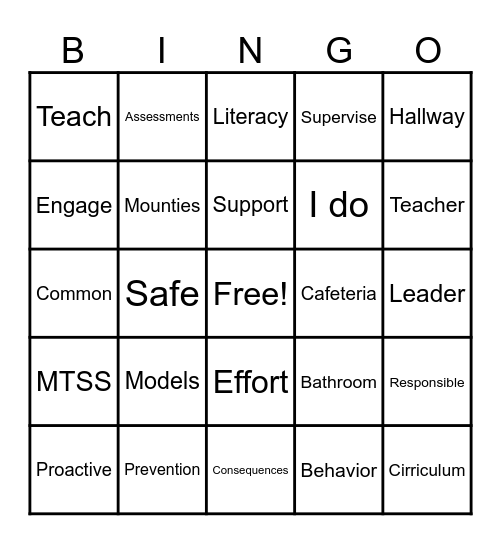 PBIS BINGO Card