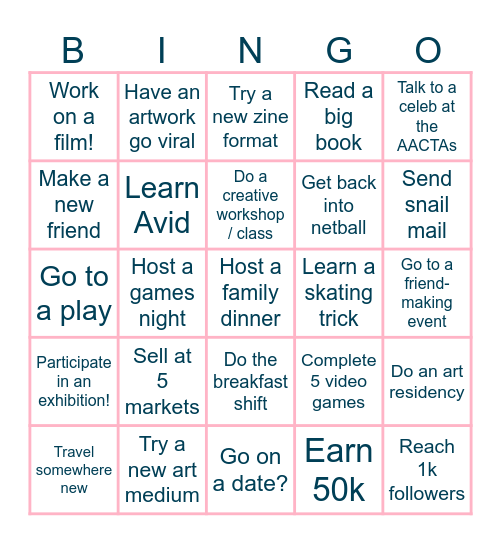 Maddie's 2026 Bingo Card