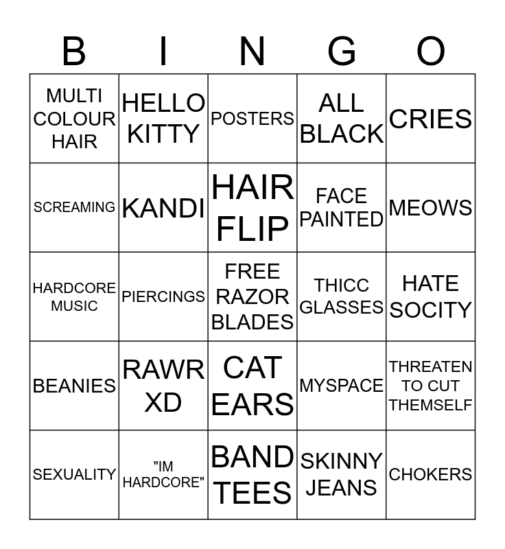 EMO BINGO Card