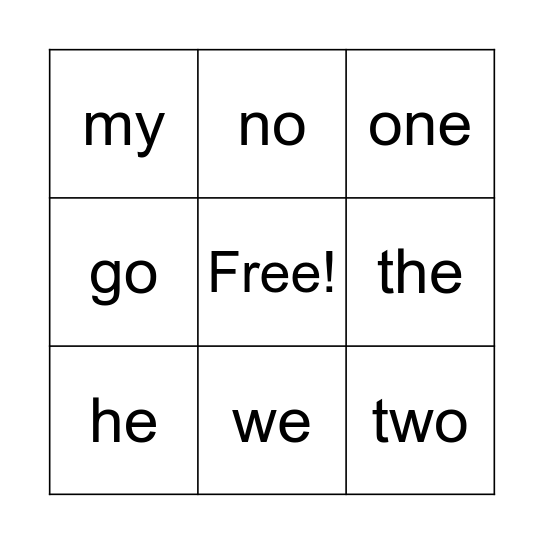 Trick Word Bingo #1 Bingo Card