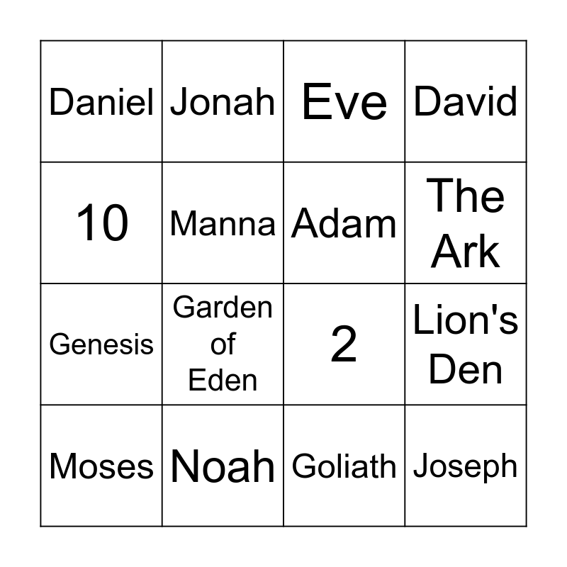 Old Testament Bingo Card