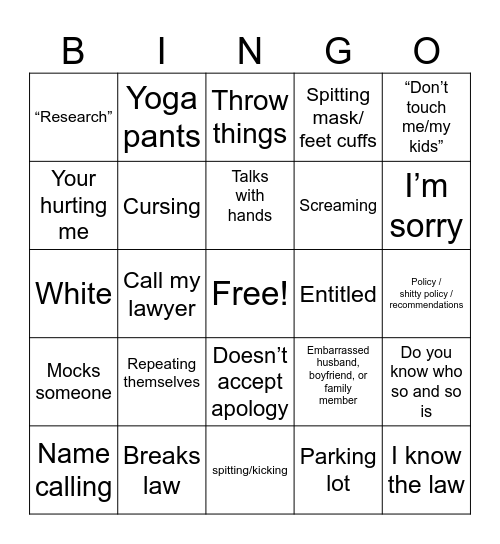 KAREN BINGO Card