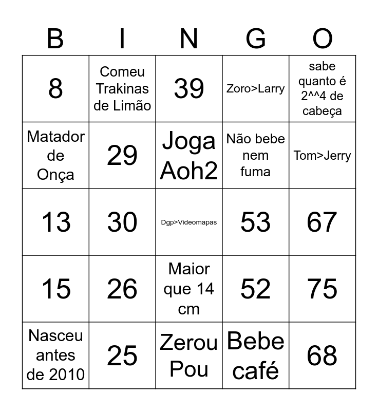Bingo alfa Bingo Card