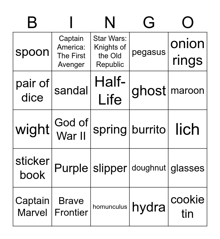 Infinite Craft Bingo Card