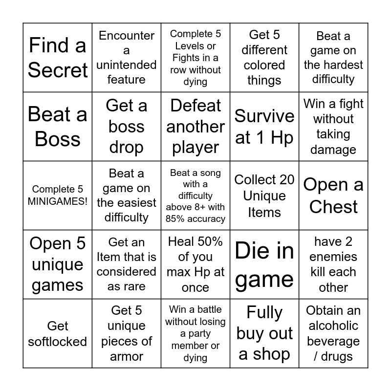 Cross Over Chaos Bingo Card