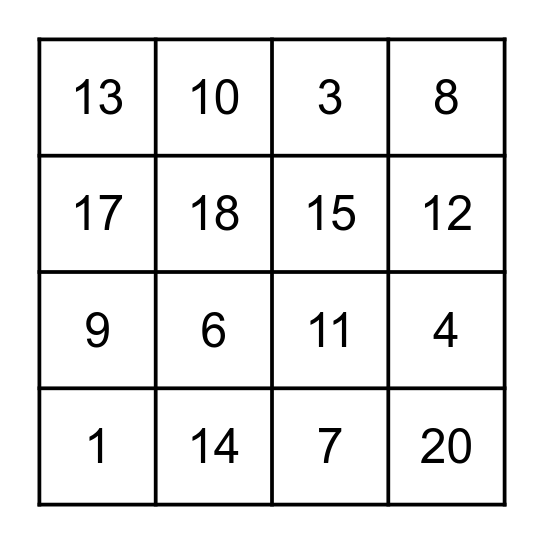 Kinder Number Bingo 1/9/2026 Bingo Card
