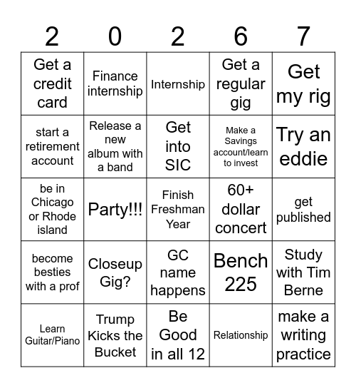 Alan 2026 Bingo Card
