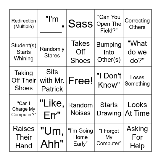 Daily Routines Bingo Card