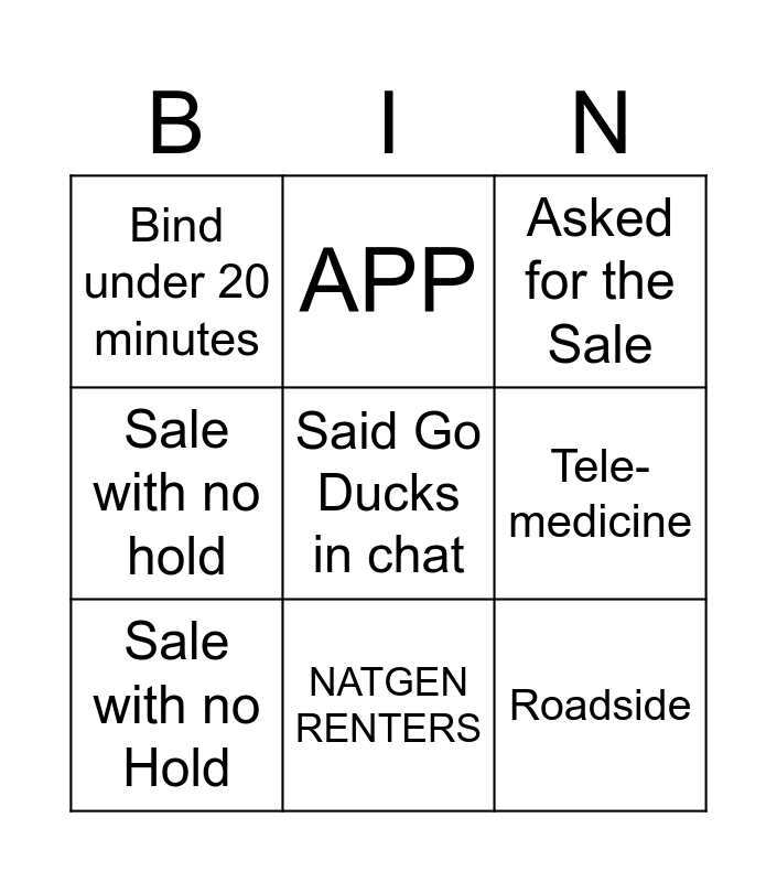 NAT GEN BINGO Card
